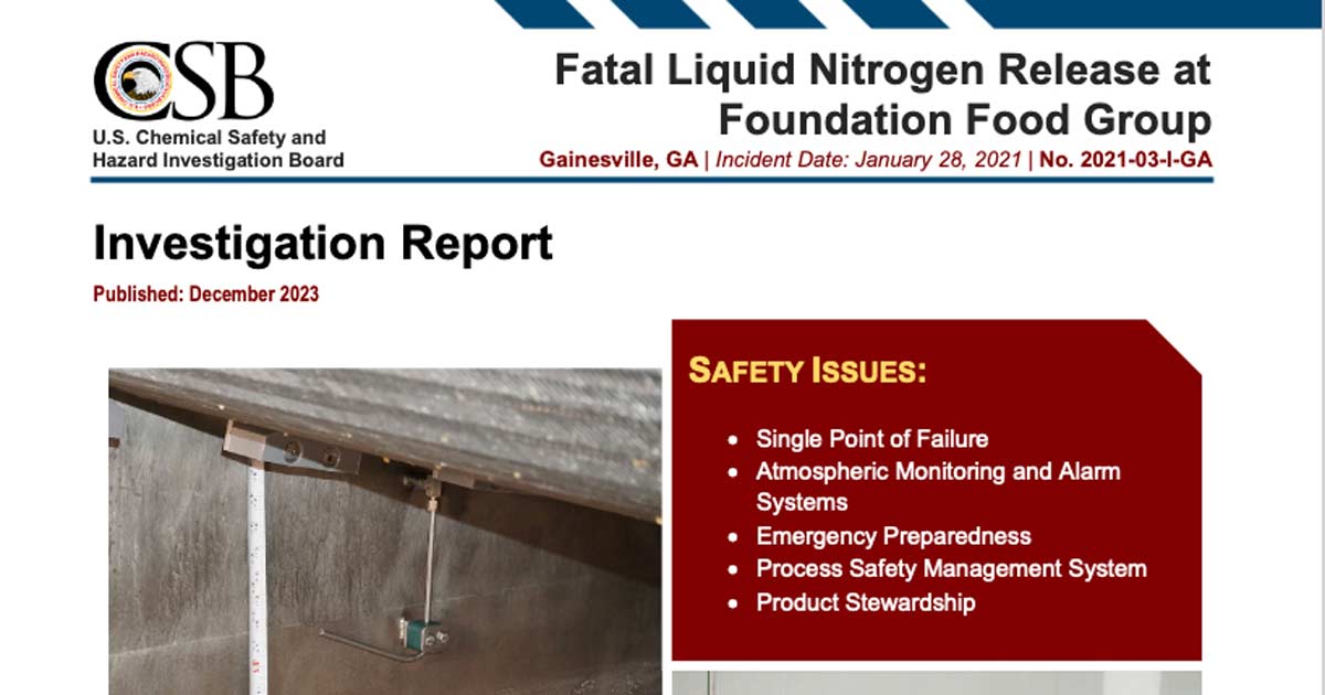 Report: Air Monitoring, Training at fault in Fatal Liquid Nitrogen ...